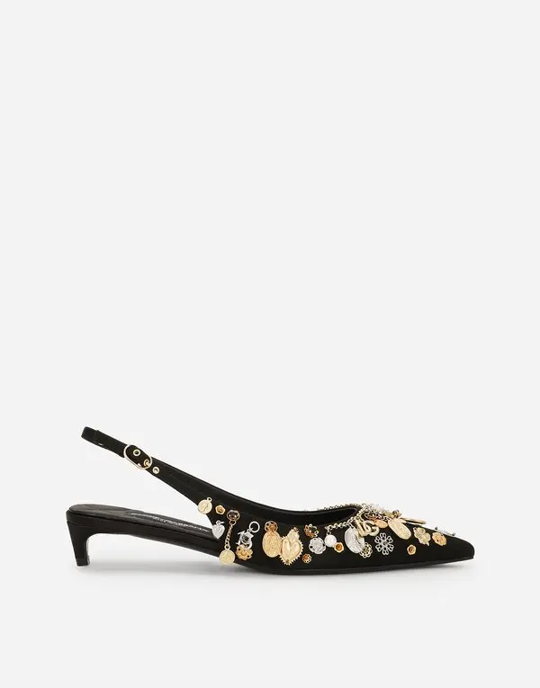 Dolce & Gabbana Satin And Embroidered Slingbacks Pumps And Slingback