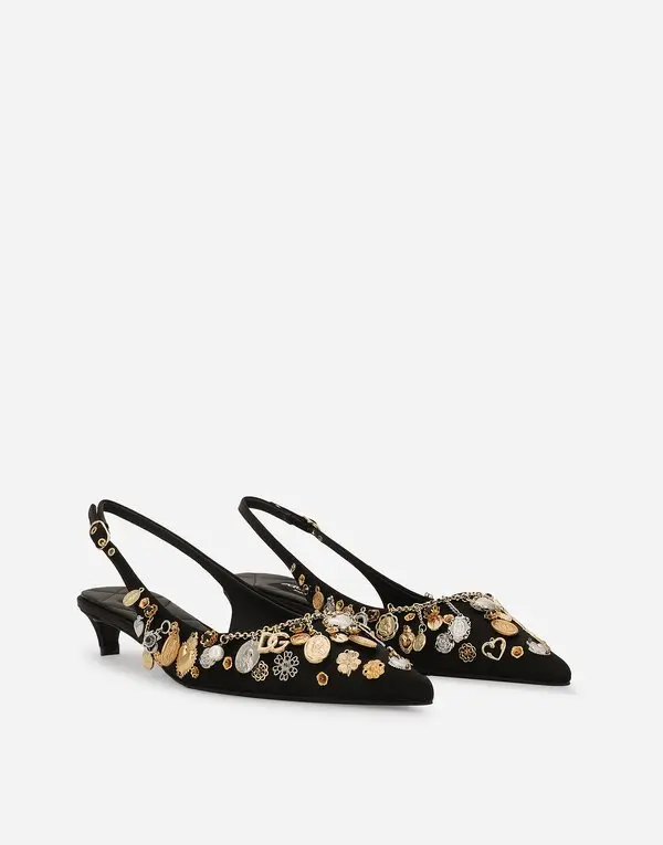 Dolce & Gabbana Satin And Embroidered Slingbacks Pumps And Slingback