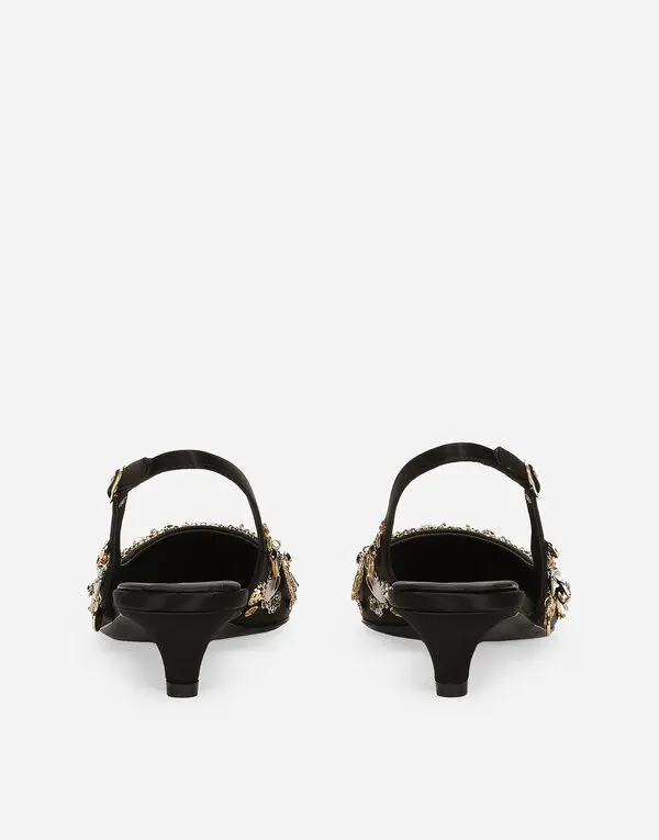 Dolce & Gabbana Satin And Embroidered Slingbacks Pumps And Slingback