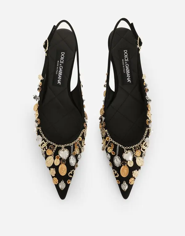 Dolce & Gabbana Satin And Embroidered Slingbacks Pumps And Slingback