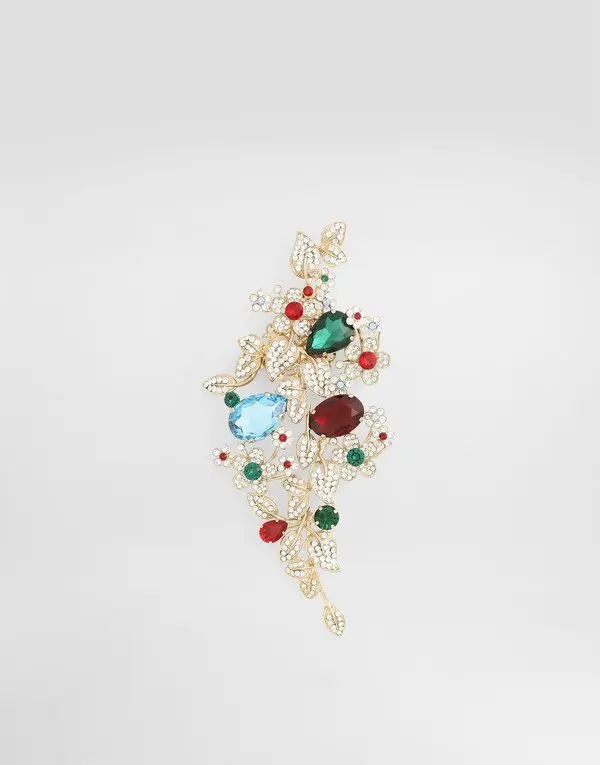 Dolce & Gabbana Maxi Floral Brooch With Rhinestones Bijoux Multi-colored Metal - Multicolor