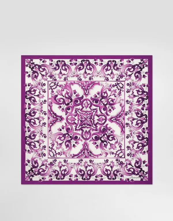 Dolce & Gabbana Majolica-print Silk Twill Foulard Scarves And Silks Silk - Multicolor