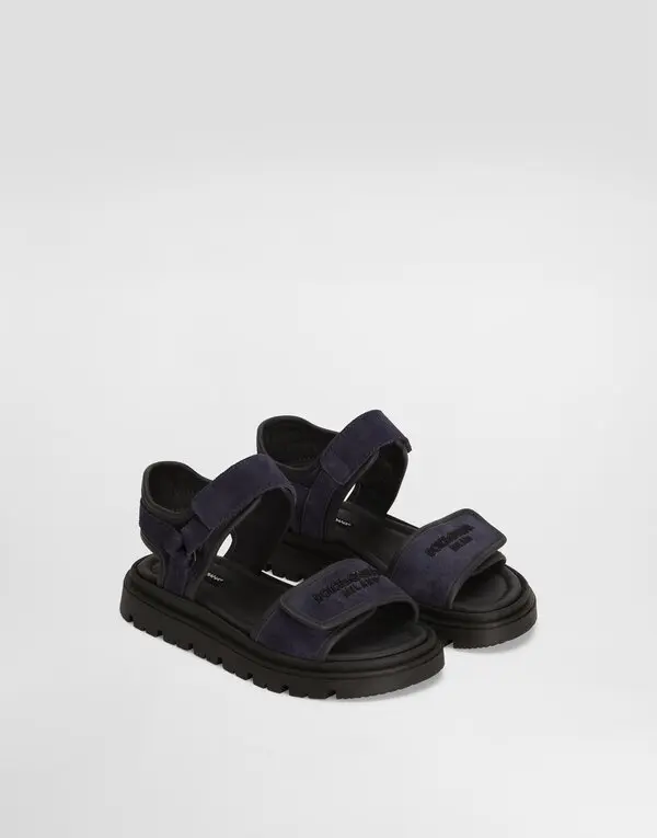 Dolce & Gabbana Split Leather Sandals With Logo Print