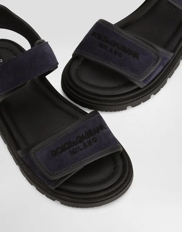 Dolce & Gabbana Split Leather Sandals With Logo Print
