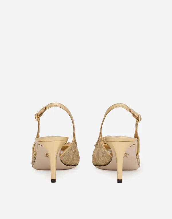Dolce & Gabbana Lace Slingbacks - Gold