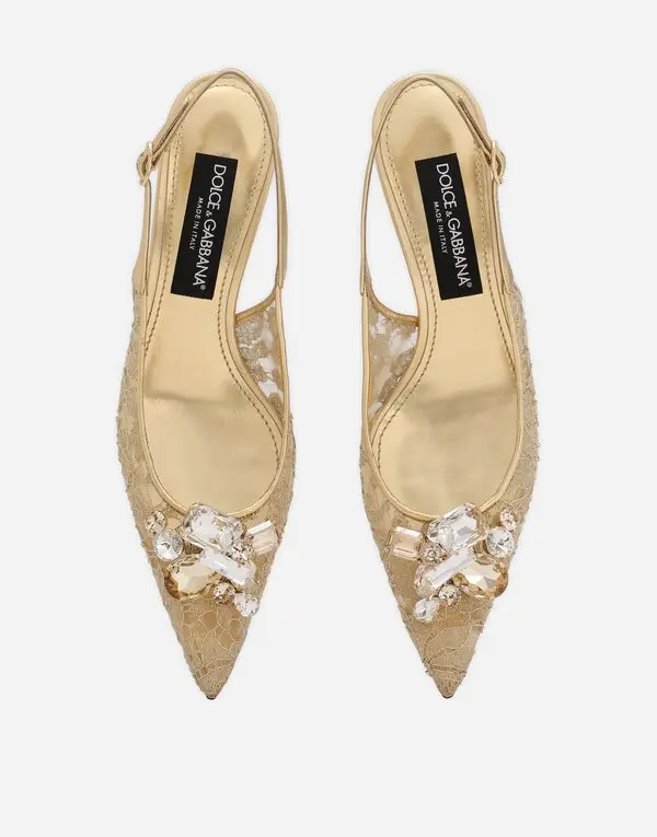 Dolce & Gabbana Lace Slingbacks - Gold