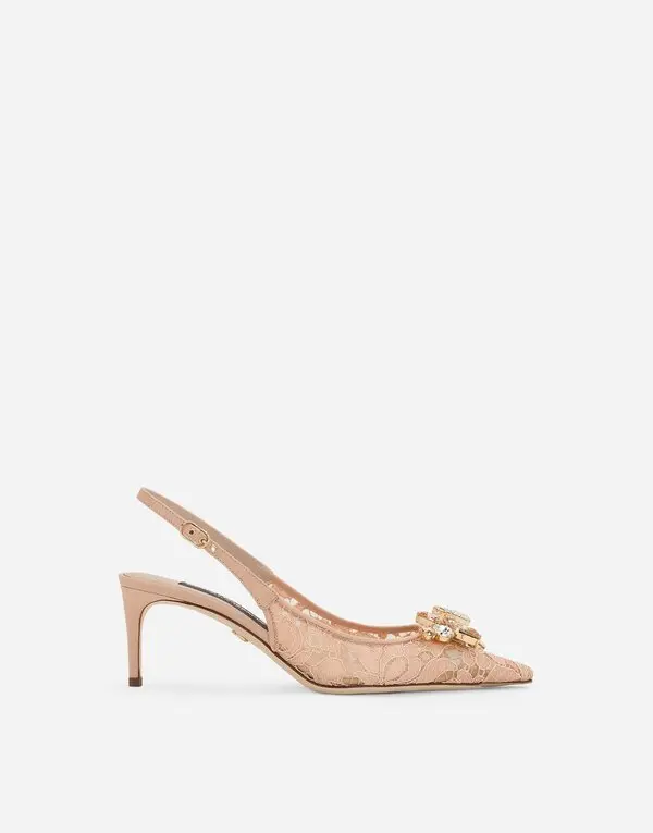 Dolce & Gabbana Rainbow Lace Slingbacks In Lurex Lace Pumps And Slingback Lace - Pink