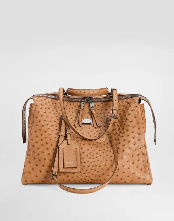 Dolce & Gabbana Vittoria Ostrich Leather Handbag Shoppers