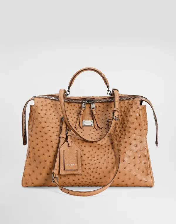 Dolce & Gabbana Vittoria Ostrich Leather Handbag Shoppers
