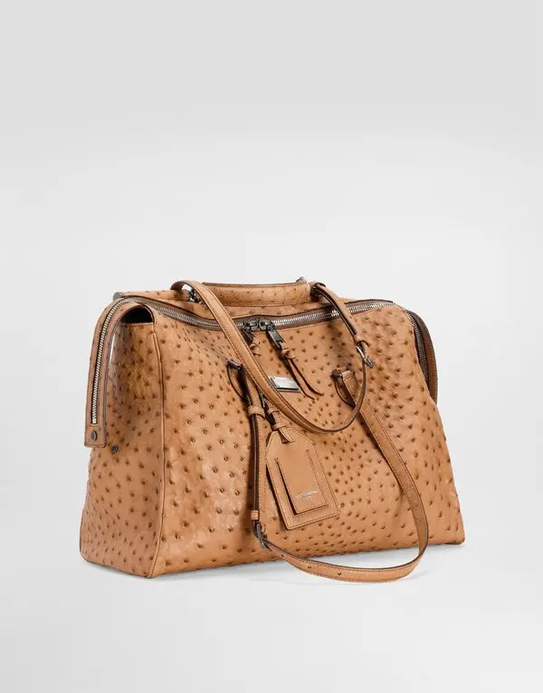 Dolce & Gabbana Vittoria Ostrich Leather Handbag Shoppers
