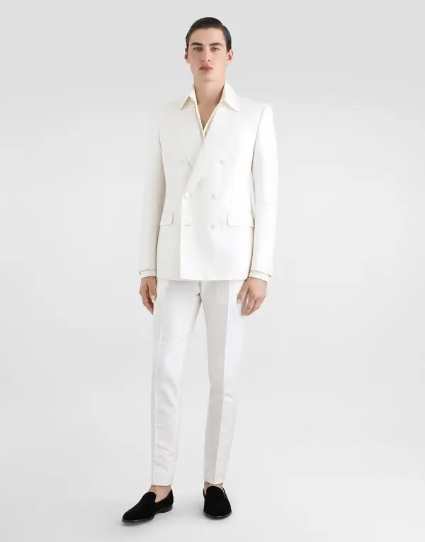 Dolce & Gabbana Micro Pattern Jacquard Trousers Pants And Shorts - White
