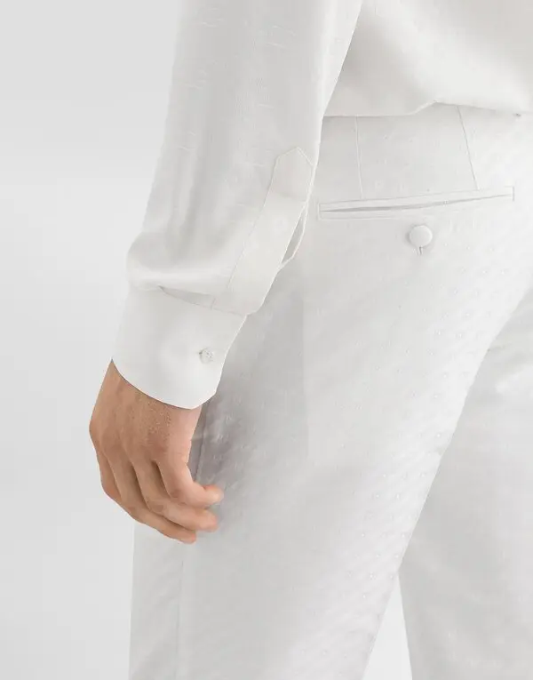Dolce & Gabbana Micro Pattern Jacquard Trousers Pants And Shorts - White