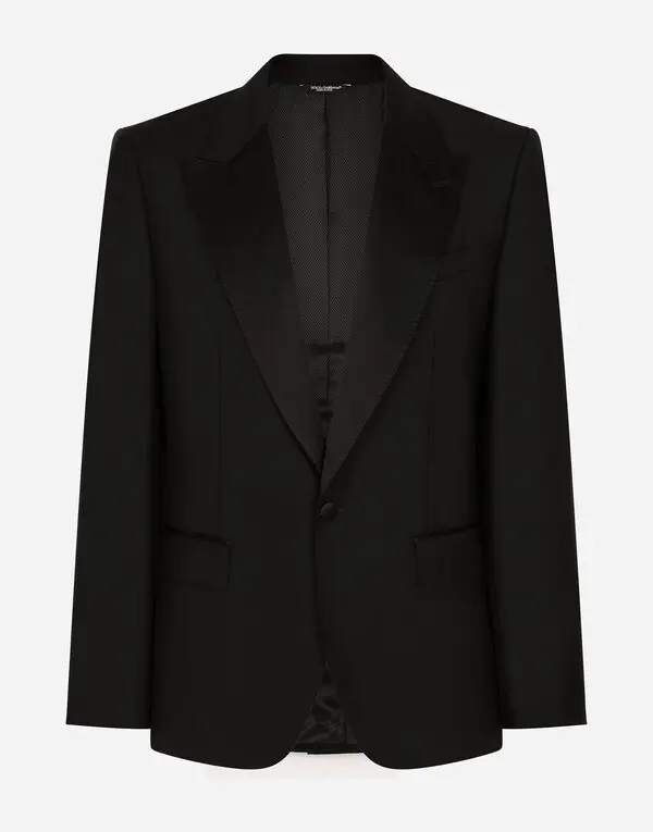 Dolce & Gabbana Single-breasted Wool Flannel Jacket - Black