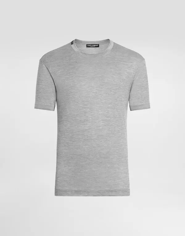 Dolce & Gabbana Short-sleeved Silk T-shirt T-shirts And Polos Gray - Grey