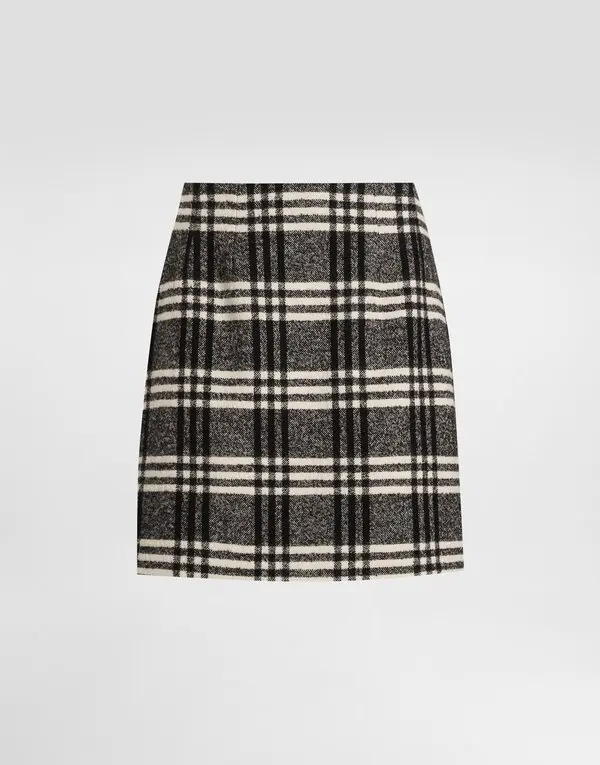 Dolce & Gabbana Wool Blend Check Skirt Skirts