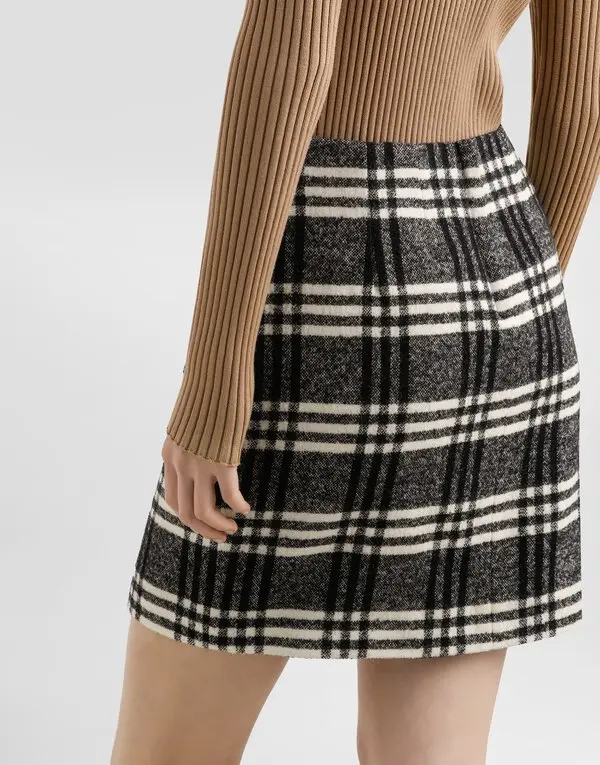Dolce & Gabbana Wool Blend Check Skirt Skirts