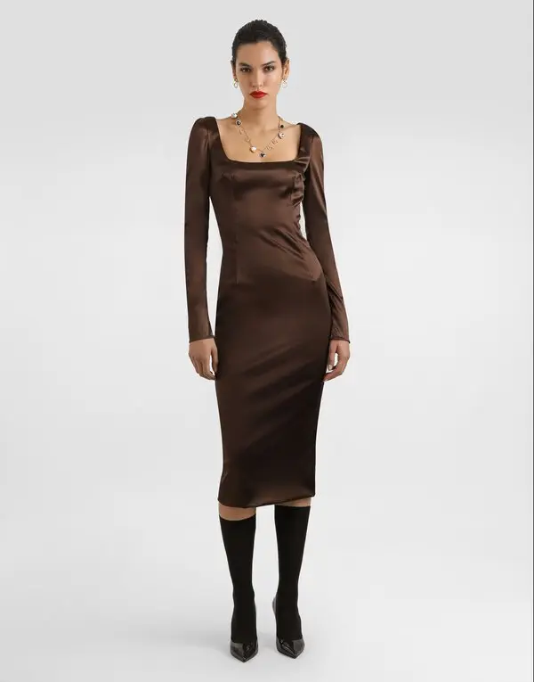 Dolce & Gabbana Dress In Stretch Satin Dresses Satin