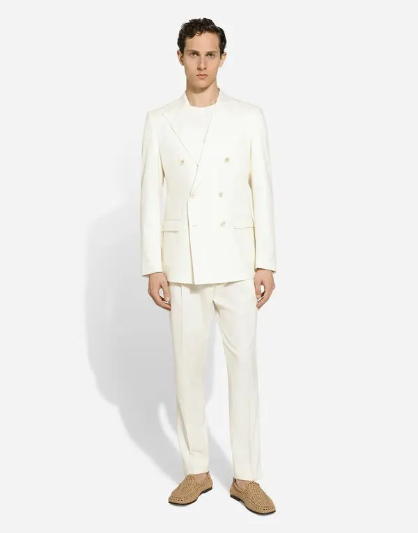Dolce & Gabbana Tailored Wool Flannel Trousers - Beige