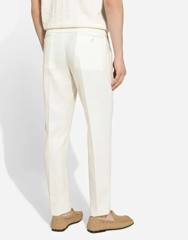 Dolce & Gabbana Tailored Wool Flannel Trousers - Beige