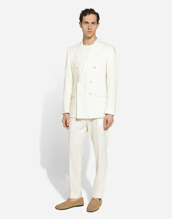 Dolce & Gabbana Tailored Wool Flannel Trousers - Beige