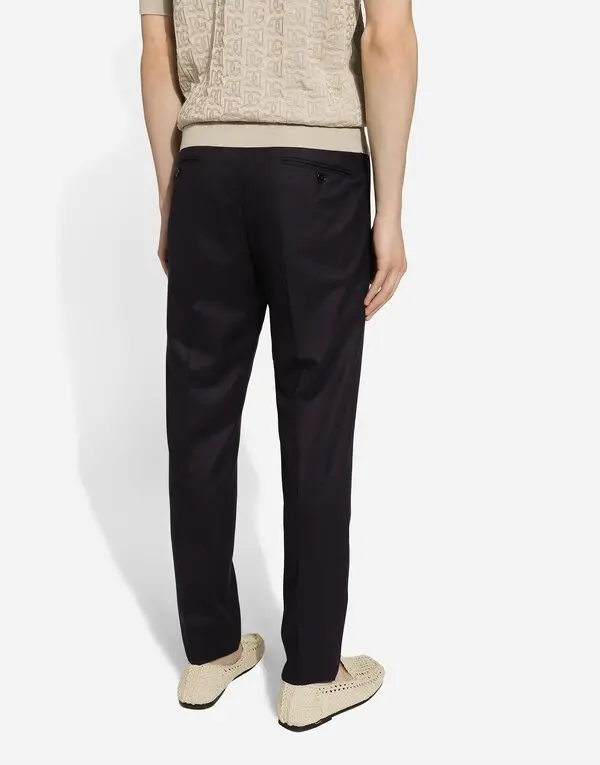 Dolce & Gabbana Tailored Wool Flannel Trousers - Blue