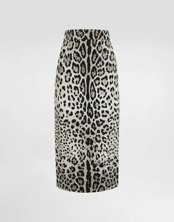 Dolce & Gabbana Charmeuse Calf-length Pencil Skirt With Leopard Skirts Silk - Print