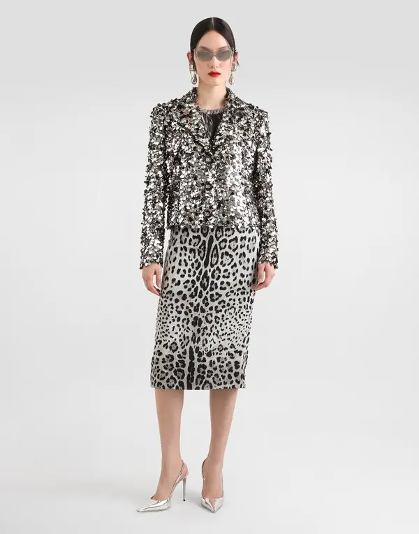 Dolce & Gabbana Leopard Charmeuse Pencil Skirt