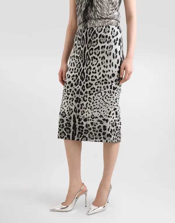 Dolce & Gabbana Leopard Charmeuse Pencil Skirt