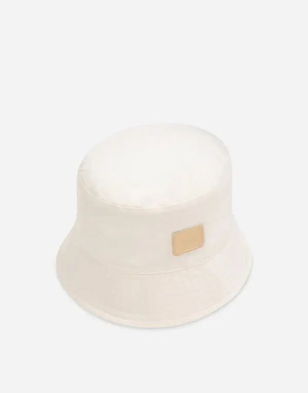 Dolce & Gabbana Bucket Hat With Branded Tag Hats And Gloves Cotton - Beige