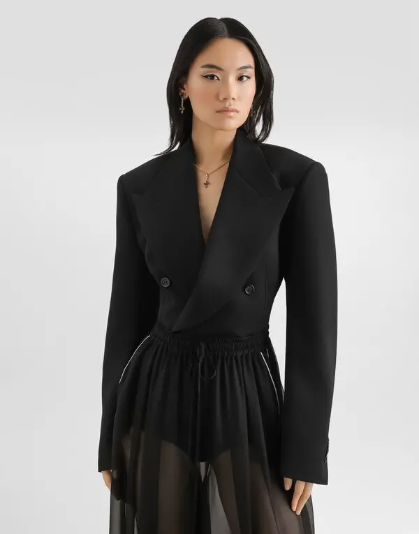 Dolce & Gabbana Double-breasted Jacket In Wool Gabardine Blazers Wool