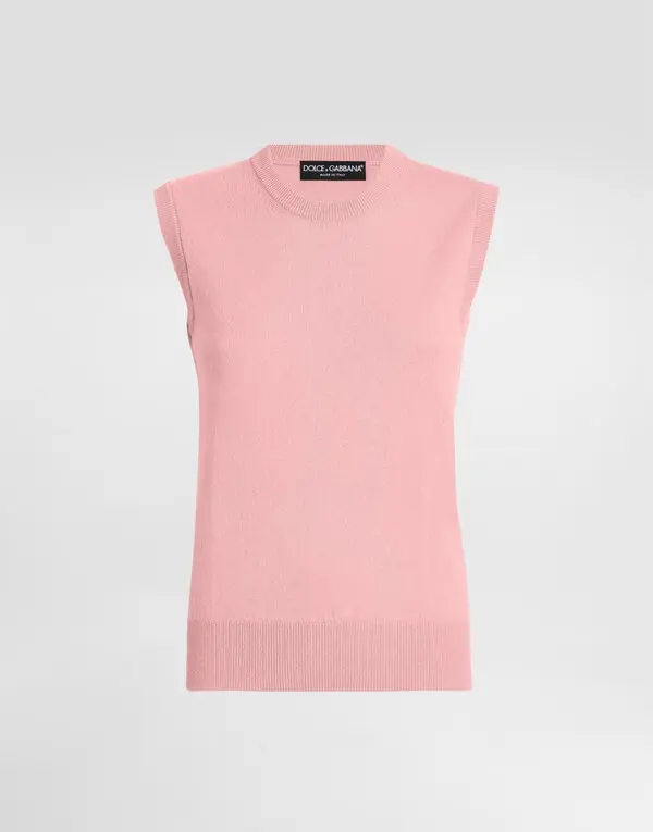Dolce & Gabbana Cashmere Tank Top With Inside-out Seams Sweaters And Cardigans - Pink