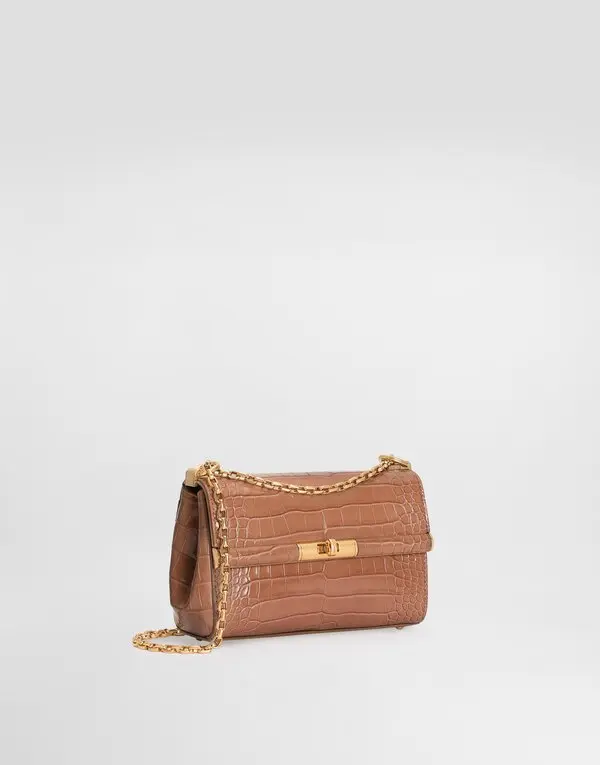 Dolce & Gabbana Marlene City Mini Shoulder Bag In Polished Alligator Collection