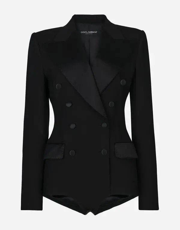 Dolce & Gabbana Double-breasted Tuxedo Jacket Bodysuit Shirts And Tops Fabric - Black