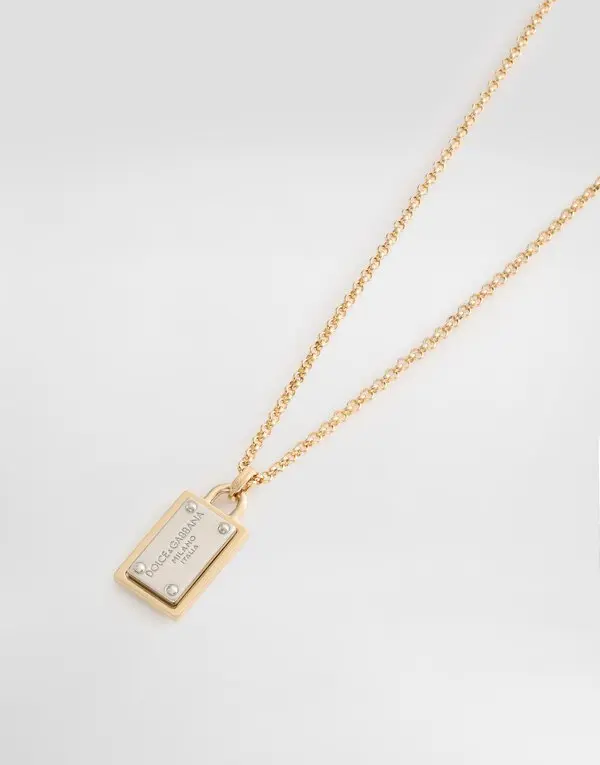 Dolce & Gabbana Teardrop Pendant Necklace With Dg Logo - Gold