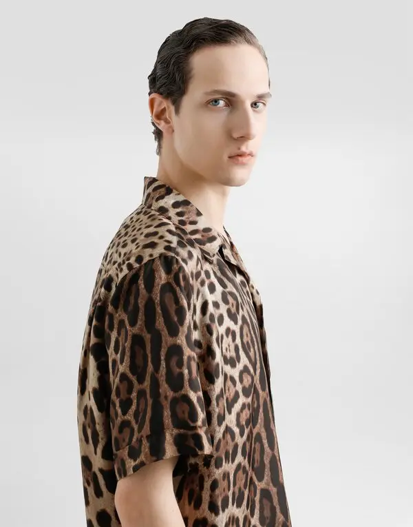 Dolce & Gabbana Silk Shirt With Leopard Shirts Animal