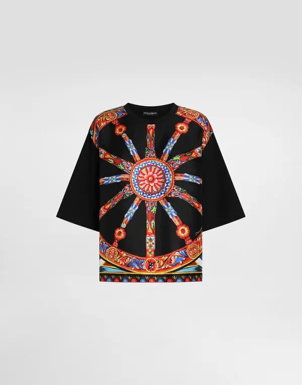 Dolce & Gabbana Carretto-print Jersey T-shirt T-shirts And Sweatshirts - Multicolor