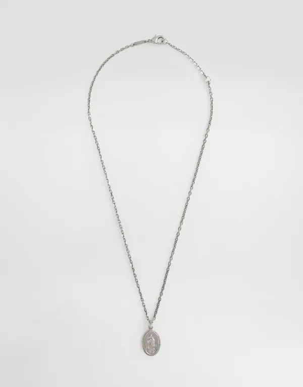 Dolce & Gabbana Metal Necklace With Engraved Medallion Bijoux Metal - Silver