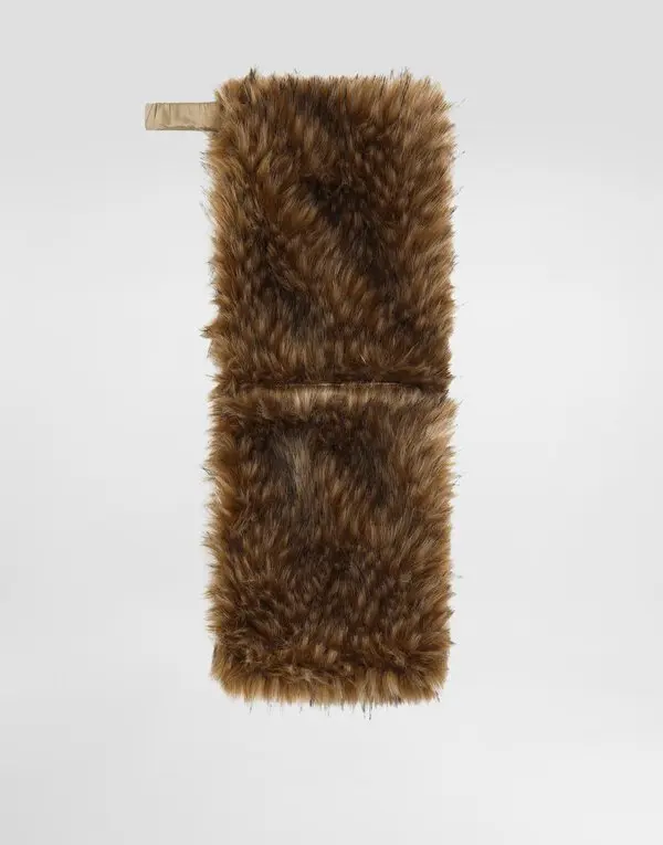 Dolce & Gabbana Faux Fur Muff Hats And Gloves Beige Faux Fur - Multicolor