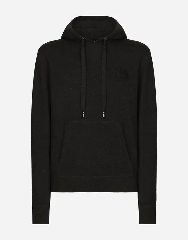Dolce & Gabbana Wool And Silk Hoodie With Dg Patch Sweatshirts