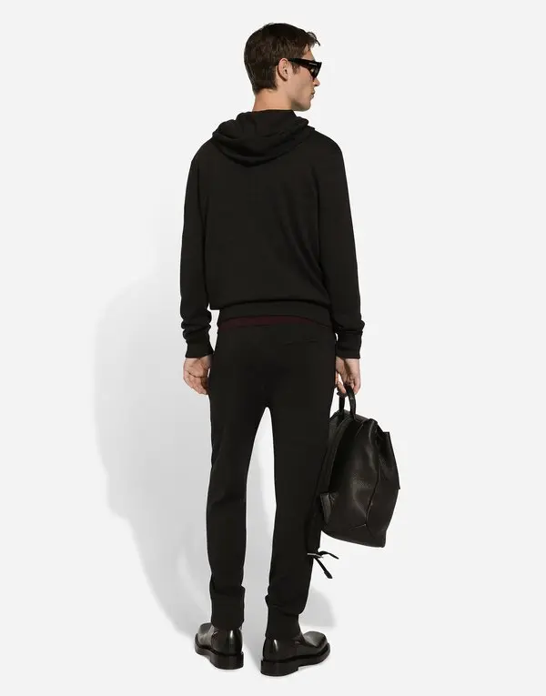 Dolce & Gabbana Wool And Silk Hoodie With Dg Patch Sweatshirts