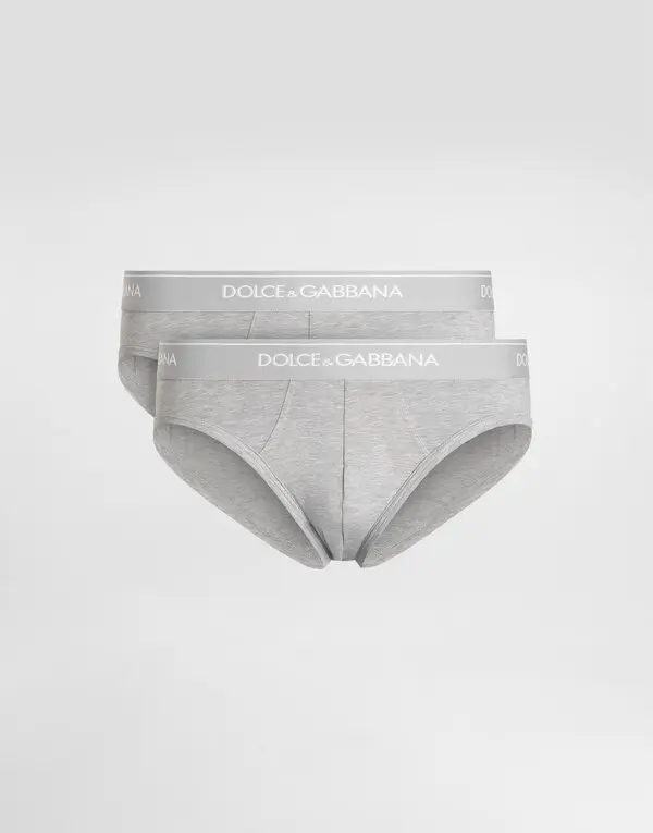Dolce & Gabbana Bi-pack Underwear Briefs In Stretch Cotton Underwear And Loungewear Gray - Grey