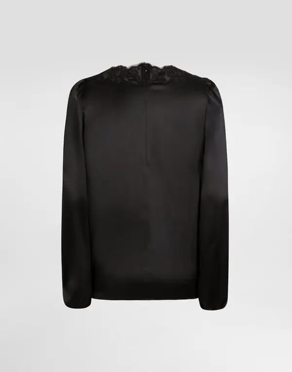 Dolce & Gabbana Stretch Satin Blouse With Lace Detail