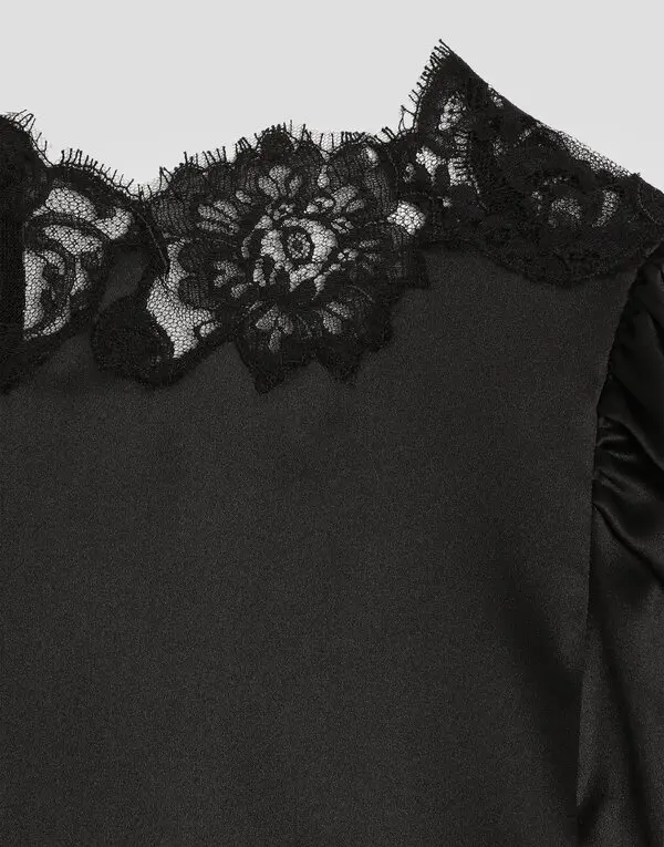Dolce & Gabbana Stretch Satin Blouse With Lace Detail
