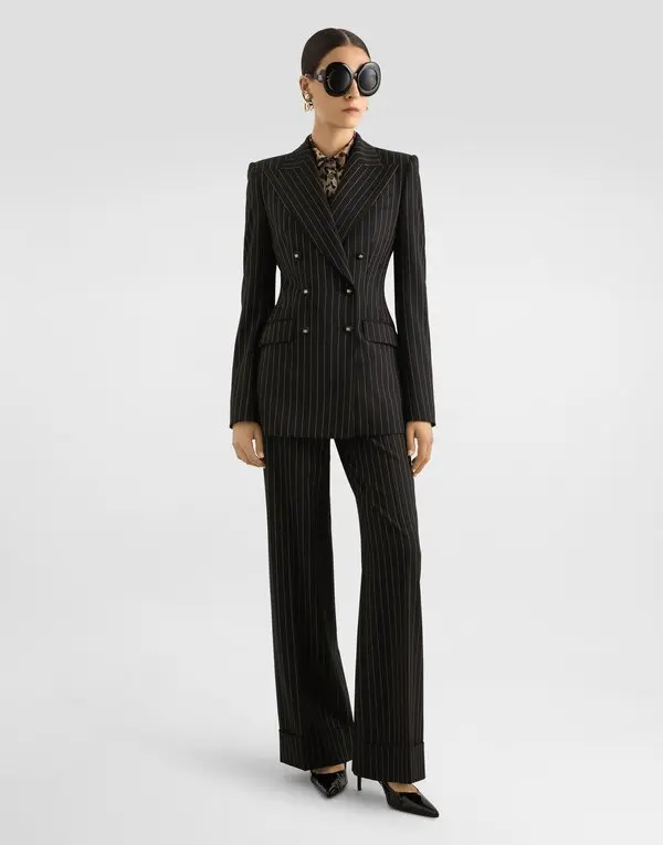 Dolce & Gabbana Double-breasted Pinstripe Wool Jacket Blazers Wool
