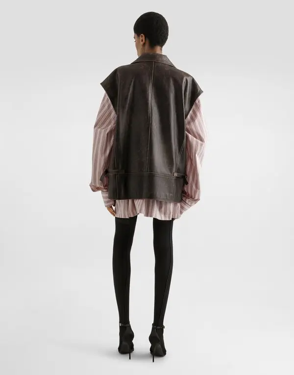 Dolce & Gabbana Bull Leather Vest Coats And Jackets