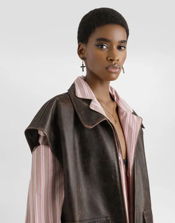 Dolce & Gabbana Bull Leather Vest Coats And Jackets