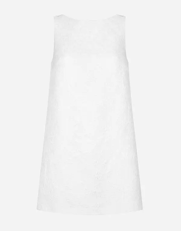 Dolce & Gabbana Short Brocade Dress With Back Neckline Dresses - White