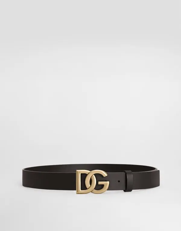Dolce & Gabbana Leather Belt With Dg Logo Buckle