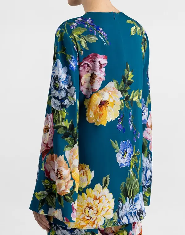 Dolce & Gabbana Peony-print Charmeuse Top Collection