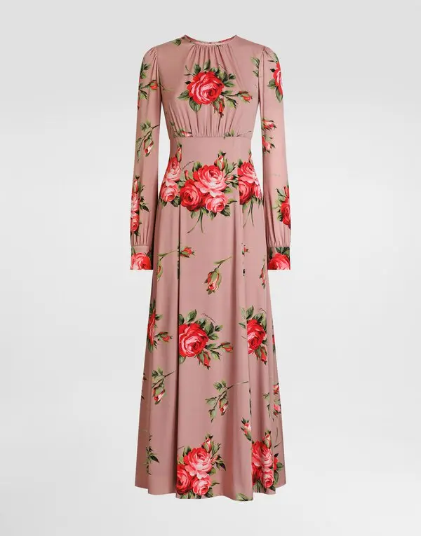 Dolce & Gabbana Rose Bouquet-print Charmeuse Long Dress Dresses - Multicolor